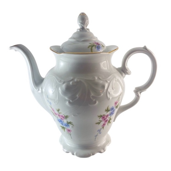 wawel | Dining | Vintage Wawel Rose Garden Teapot Pink Blue Rose Floral ...